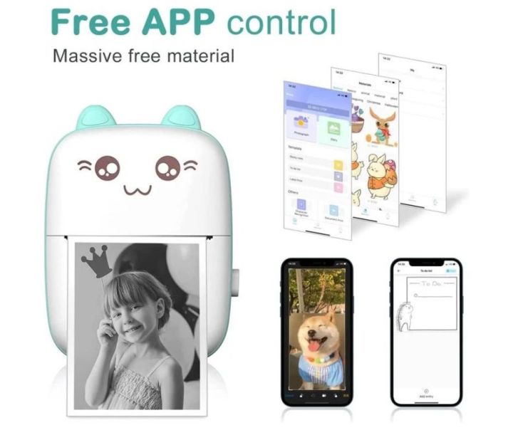 Printer, Portable Mini Pocket Bluetooth Thermal Printers with 1 Rolls ...