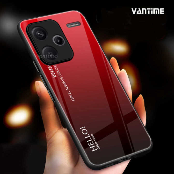 Vantime for Xiaomi Redmi Note 13 Pro+ Plus 5G Case Gradient Phone Back Hard Glass Cover | Daraz.lk