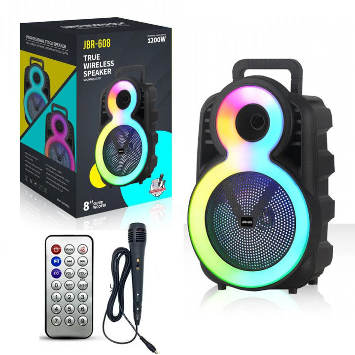 JDR-608 Portable Wireless Bluetooth Speaker with Mic LED Light RGB ...