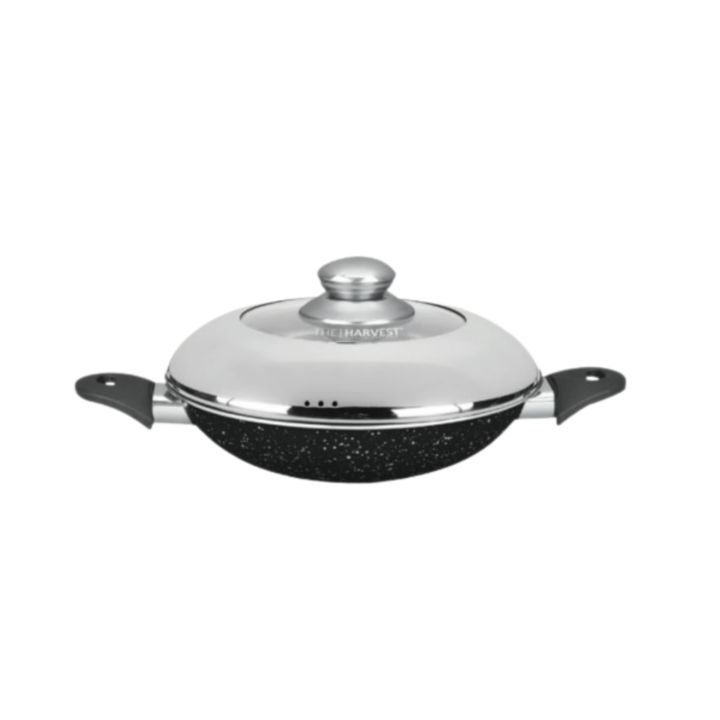 The Harvest 18cm Non Stick Hopper Pan with Semi Glass Lid Made With ...
