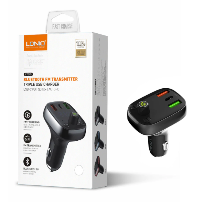 LDNIO C704Q Bluetooth FM Transmitter | Daraz.lk