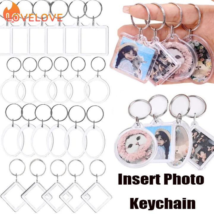 Trendy Insert Photo Pendants Custom Keychain/ DIY Transparent Acrylic ...