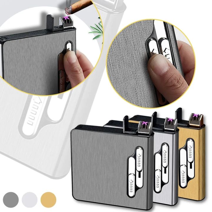 Case Lighter with Built-in Lighter,Windproof Refillable Butane Jet ...