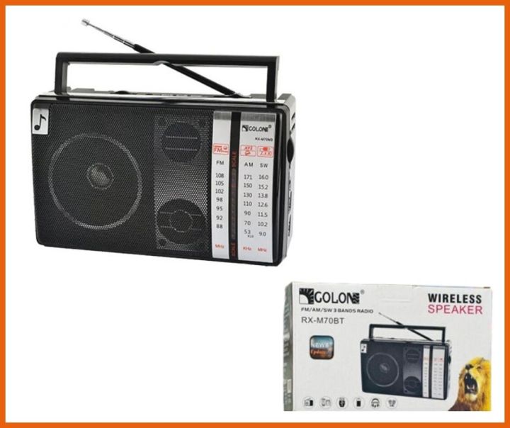 Radio Golon RX-M70BT Bluetooth FM Radio With SD Card Radio Speaker Oblong - Black Silver ...