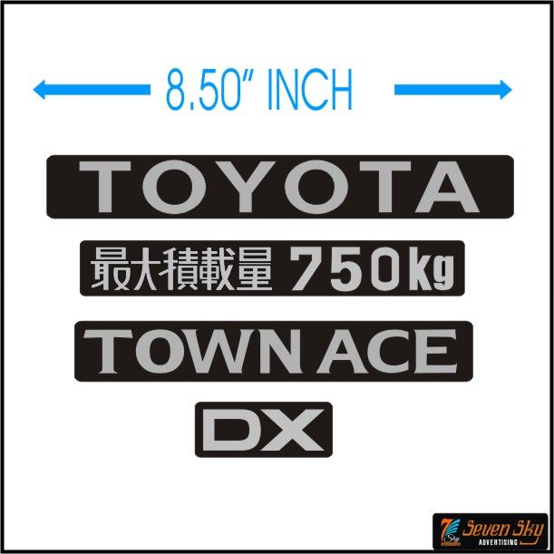 TOYOTA TOWN ACE DX Van Body Stickers Nickel & Black Color High Quality ...