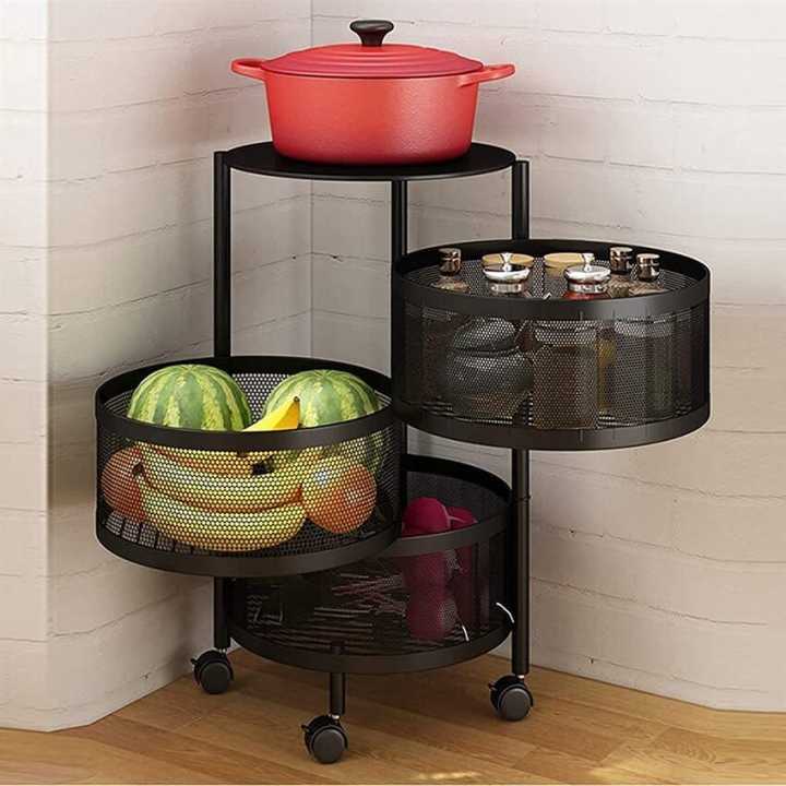 3 Tier Round Kitchen Storage Rack / 3 Tier Basket Rack | Daraz.lk