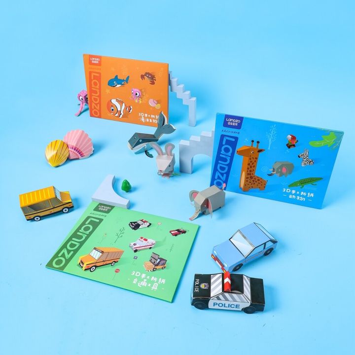 LANDZO 3D DIY Origami Stereoscopic Three Themes Vivid Origami Papers ...