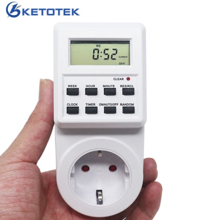 EU Plug Timer Switch Socket Save 24/7 Days Digital Timer with Random and Summer Time Week Hour ...
