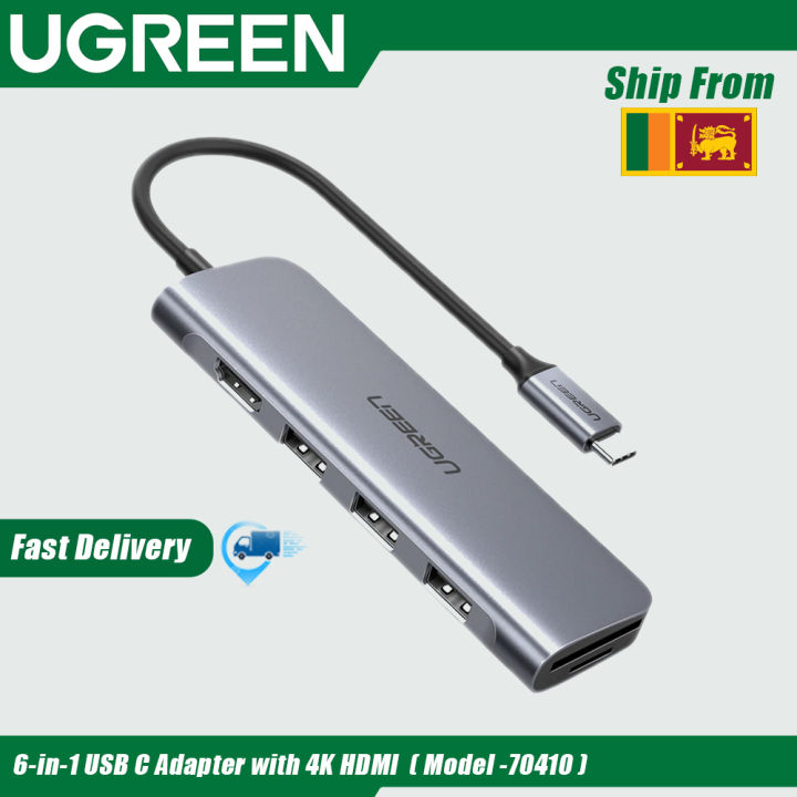 UGREEN 6-in-1 USB C Adapter with 4K HDMI Read SD/TF Cards - 70410 | Daraz.lk