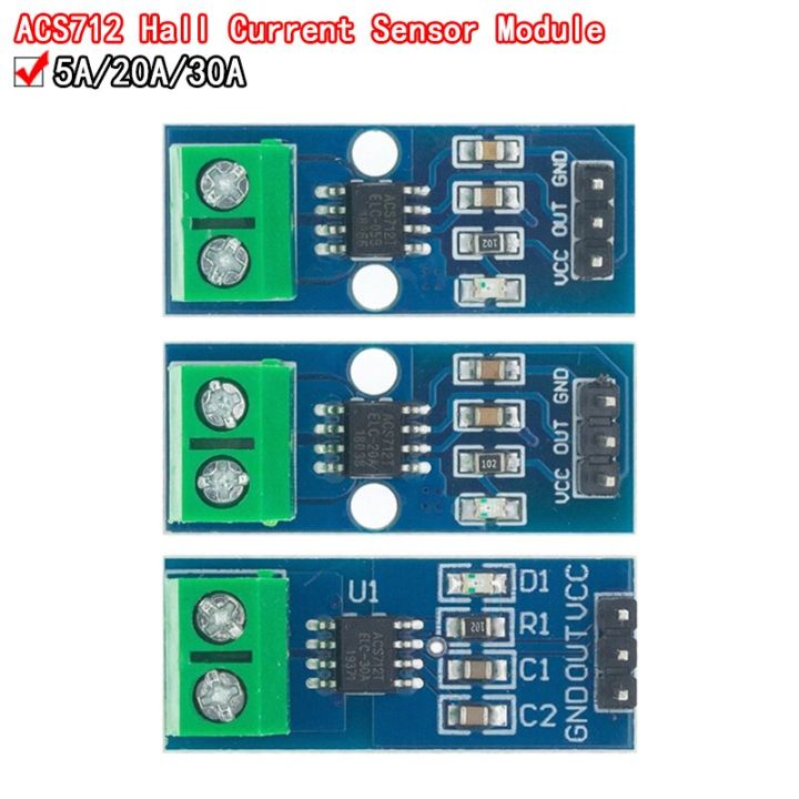 ACS712 5A 20A 30A Range Hall Current Sensor Module For Arduino ACS712 ...