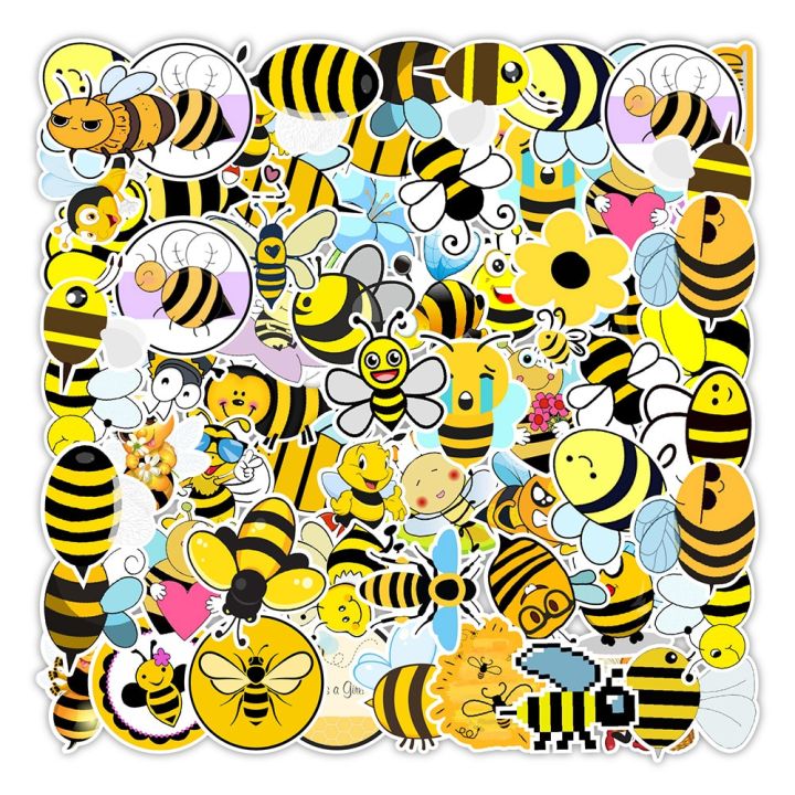 10/50pcs Cute Bee Stickers Cartoon Yellow Little Bee Stickers for ...
