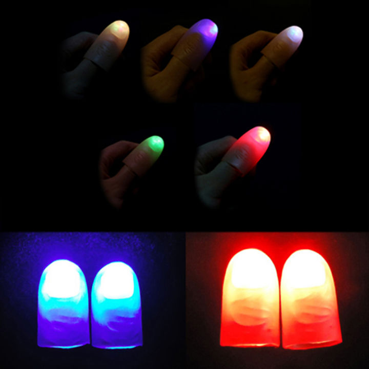 2Pcs party magic light up glow thumbs fingers trick appearing light ...