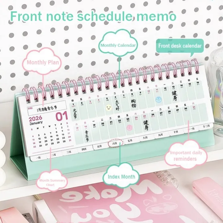 Practical Memo Notes 2026 Desk Calendar Coil Binding One Month to View ...
