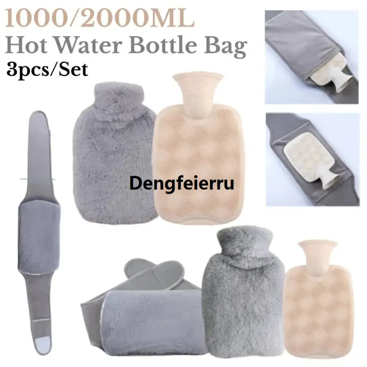 Dengfeierru hot pack 1000/2000ML Hot Water Bottle Bag Plush Hand Warmer ...