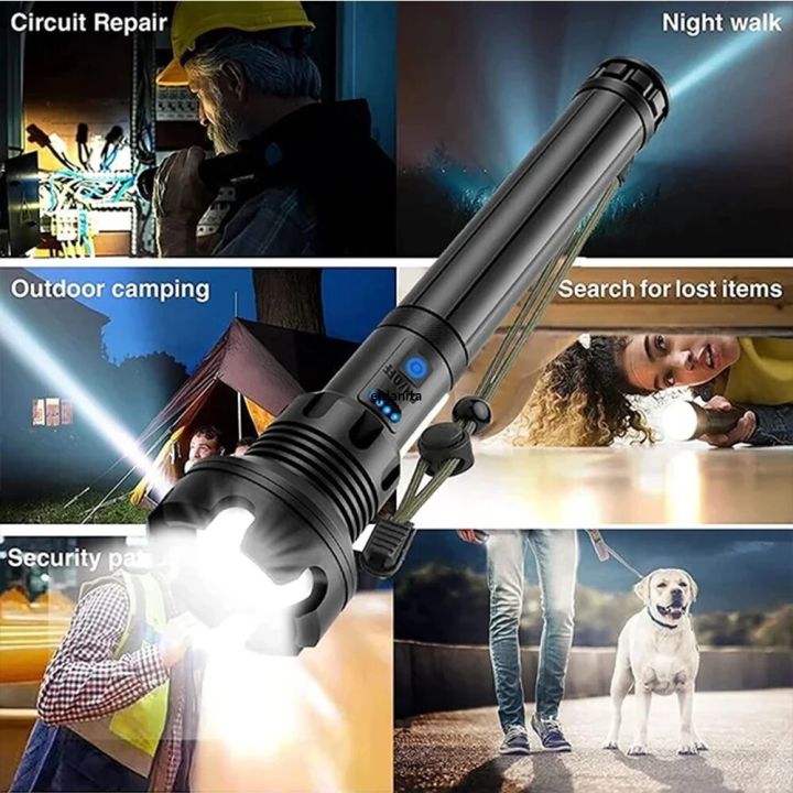 Rechargeable Super Bright Tactical Flashlight High Lumens Zoomable LED ...