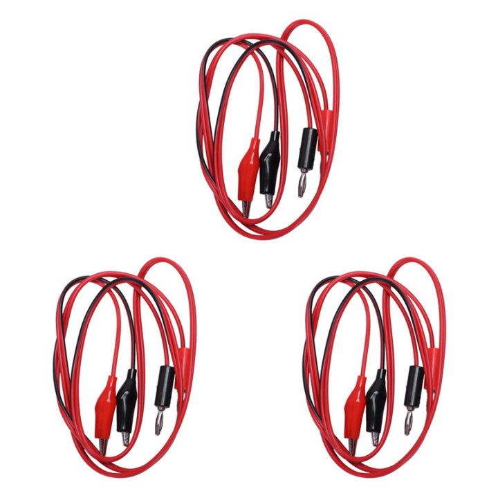 6X Dual Crocodile Clips Banana Plug Male to 2 Test Leads Black and Red ...