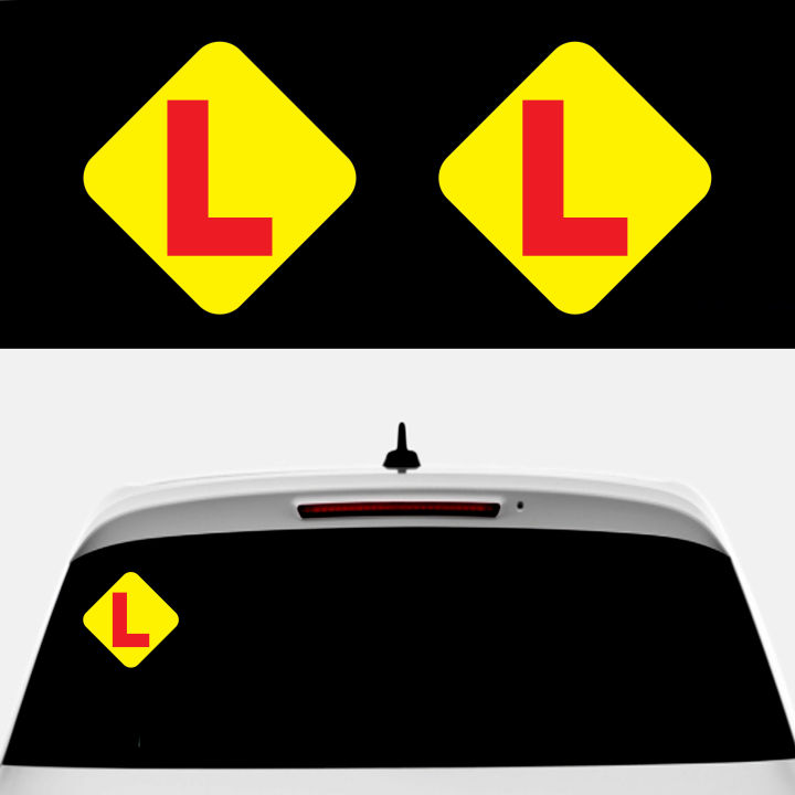 2 Pc 6x6 in - L Board Stickers For Car Van Three Wheeler Sports Car ...