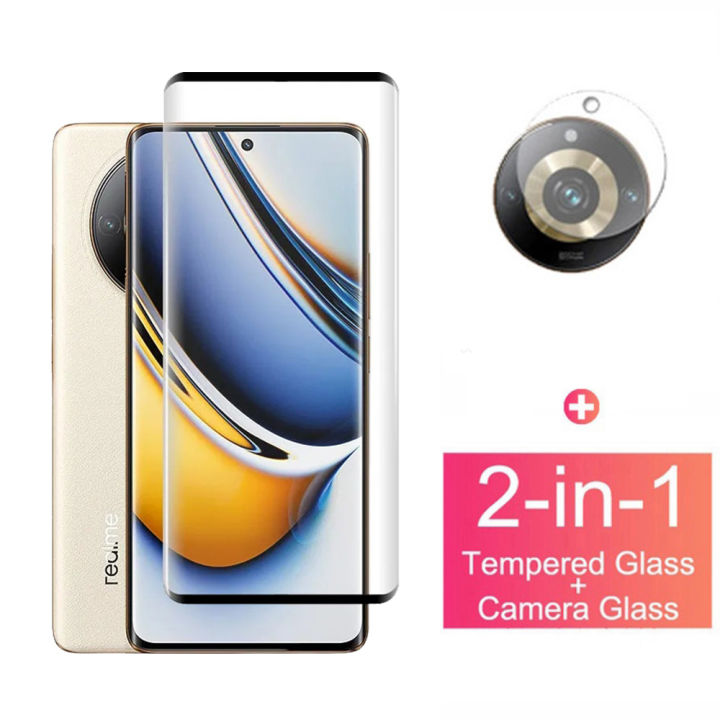 2 in 1 Tempered Glass Film for Realme 11 Pro Plus Full Coverage Curved ...