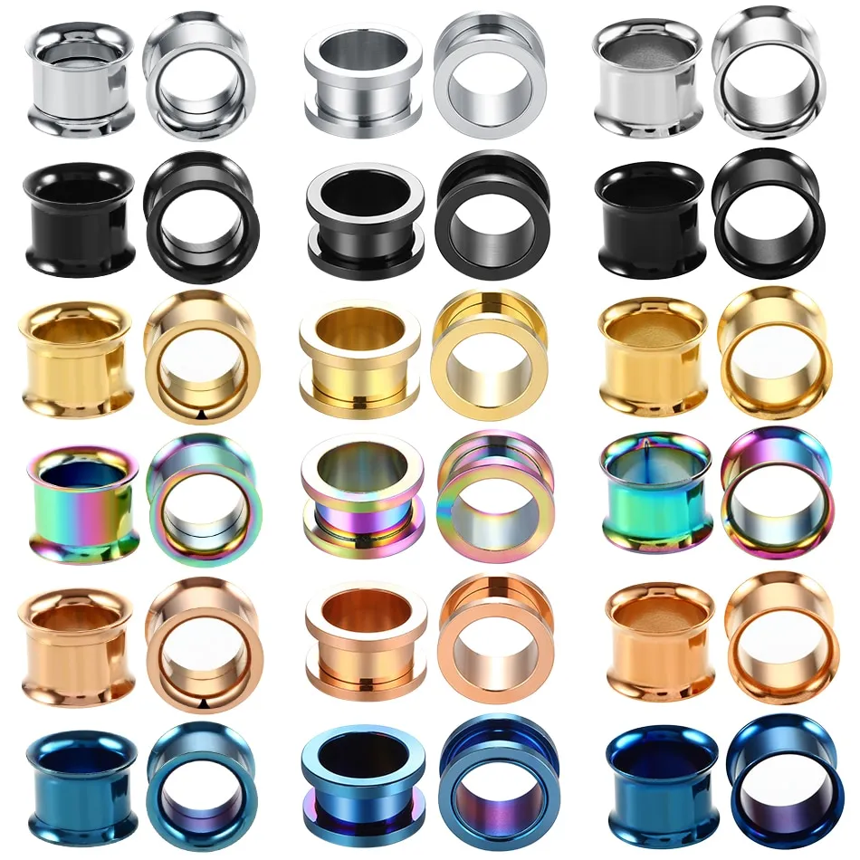 2pcs/lot Steel Ear Plugs Tunnel Flesh Gauges Tunnels Ear Expander ...