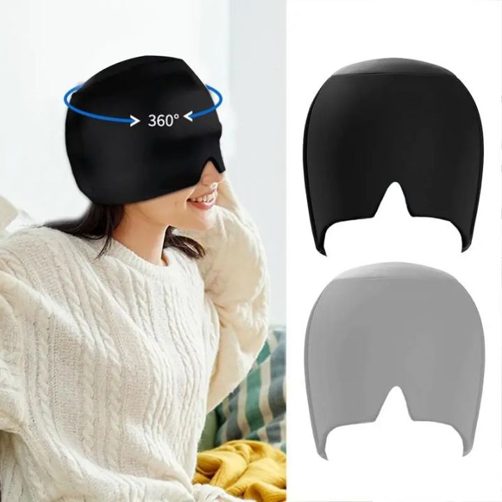 Ice Head Wrap, Headache Relief Hat for Migraine Cap for Tension Puffy ...