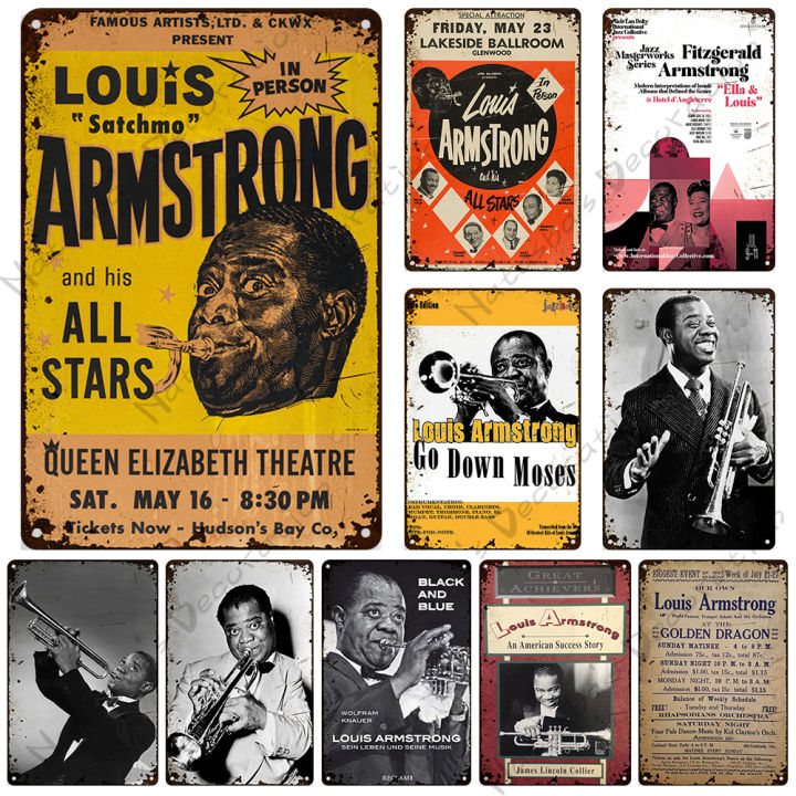 Musician Louis Armstrong Metal Poster Vintage Metal Tin Sign Garage ...