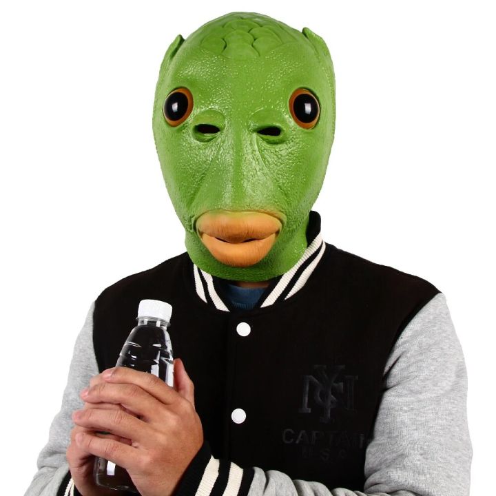 Funny Green Fish Head Mask Halloween Carnival Party Cosplay Costume ...