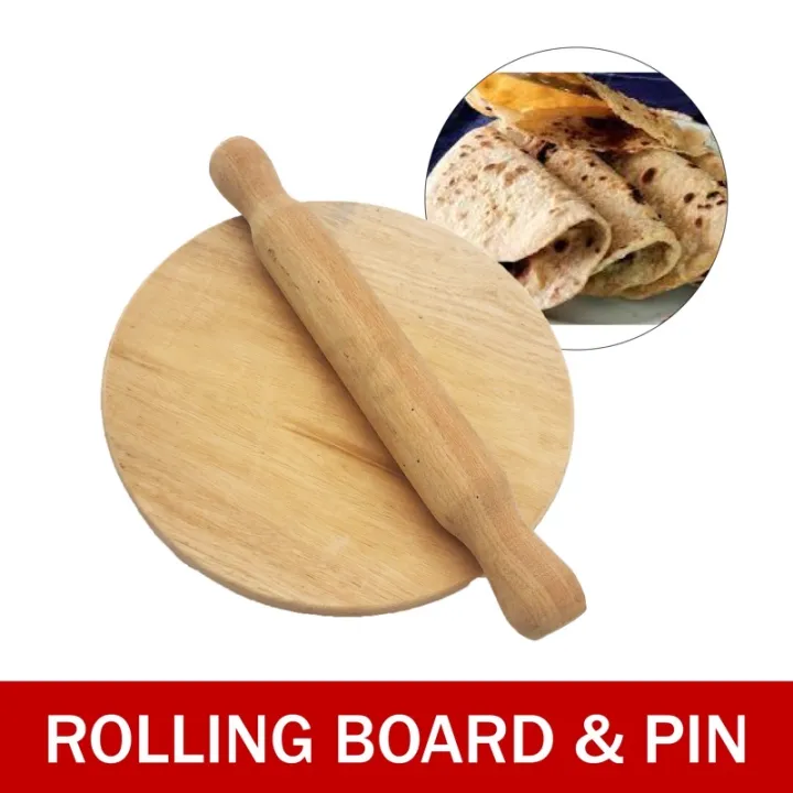 Wooden Round Board Set & Rolling Pin | Daraz.lk