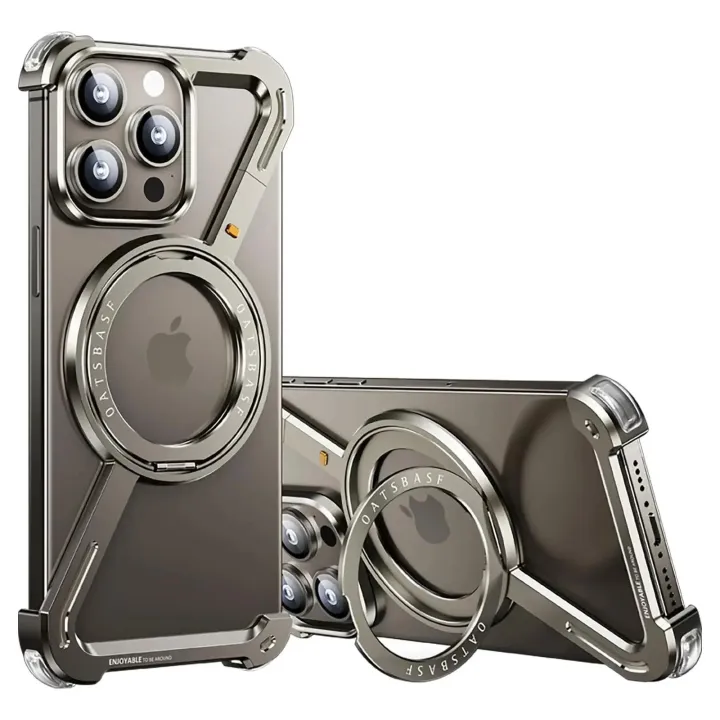 Z Shape Aluminum Alloy Rimless Magnetic Phone Case For iphone 16 15 14 ...