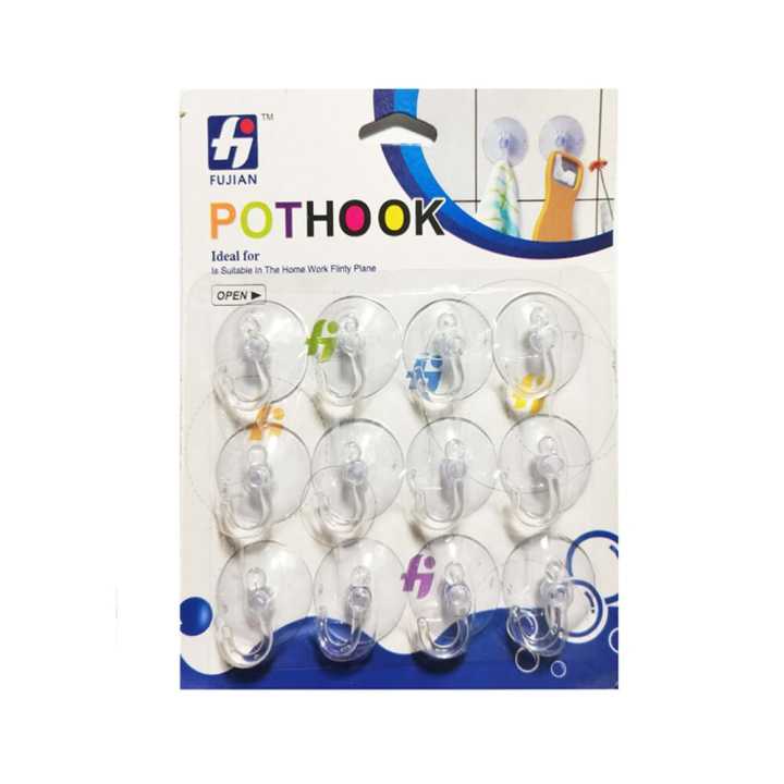 Suction Hooks Pothooks Kitchen Wall Pothook Bathroom Sucker Holder 12 ...