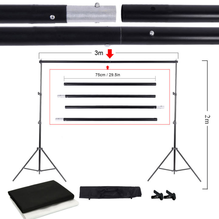 Photo tudio Kit et Backdrop tand with torage Bag White Nonwoven ...