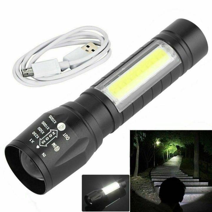 COB LED Tactical USB Rechargeable Flashlight Torch Lamp | Daraz.lk