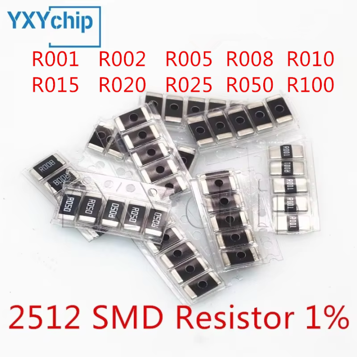 100PCS 2512 SMD Resistor 1% 0.001R ~ 0.1R Alloy Resistance Assorted Kit ...