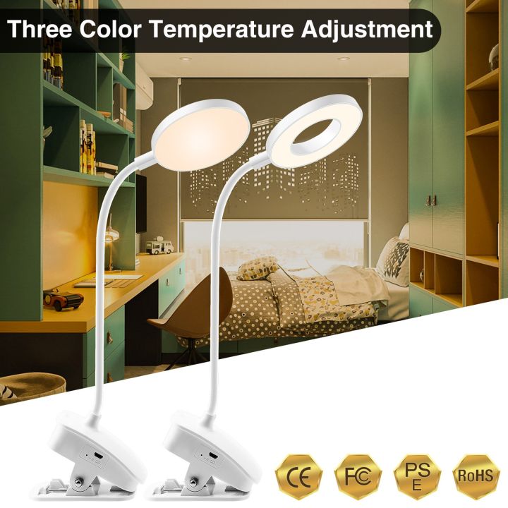 Tri Color Dimming Usb Desk Lamp Led Charging Clip On Eye Protection ...