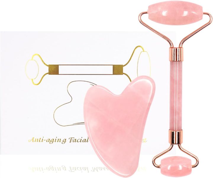 Gua Sha and Jade Roller Gift Set Pink Gua Sha Facial Massage Tool for ...