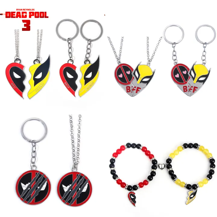 Movie Deadpool and Wolverine Best Bubs Keychain Set Split Heart ...