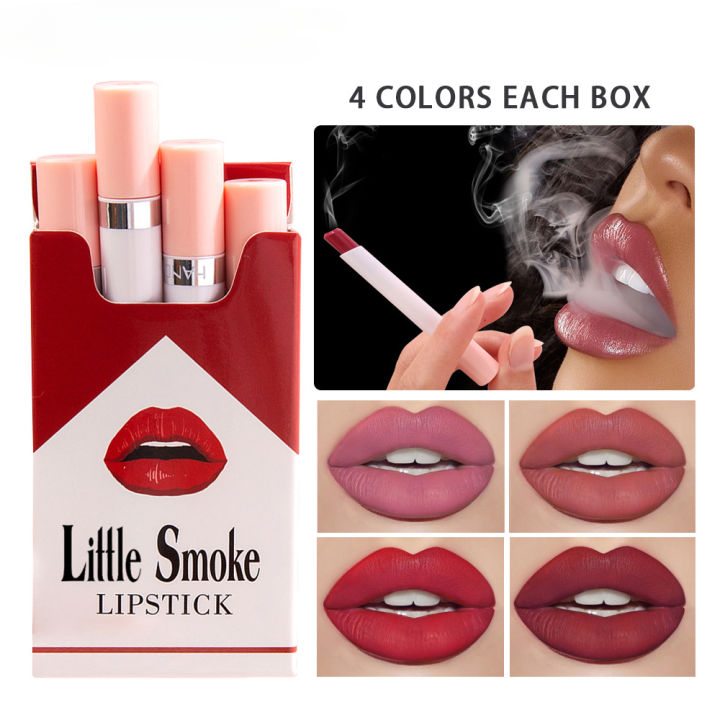 4 Colors Cigarette Liquid Lipstick Set Matte Lip Gloss Long Lasting Lip ...