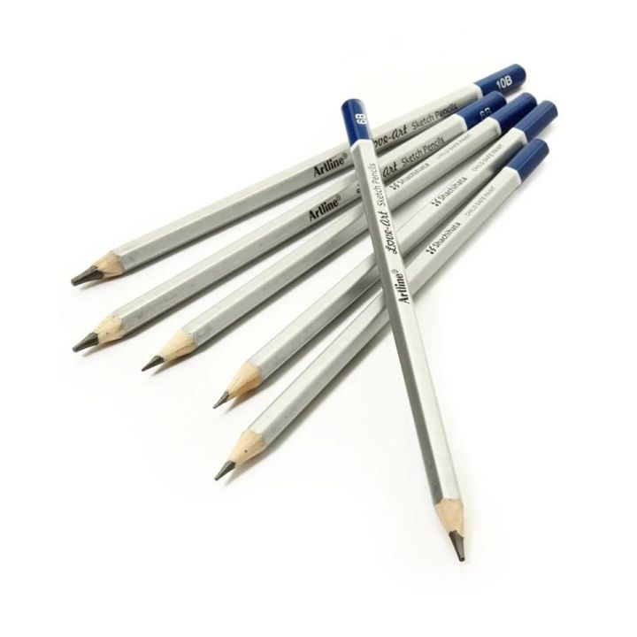 Artline Sketch Pencils 6Pcs (HB 2B 4B 6B 8B 10B Graphite Sketching ...