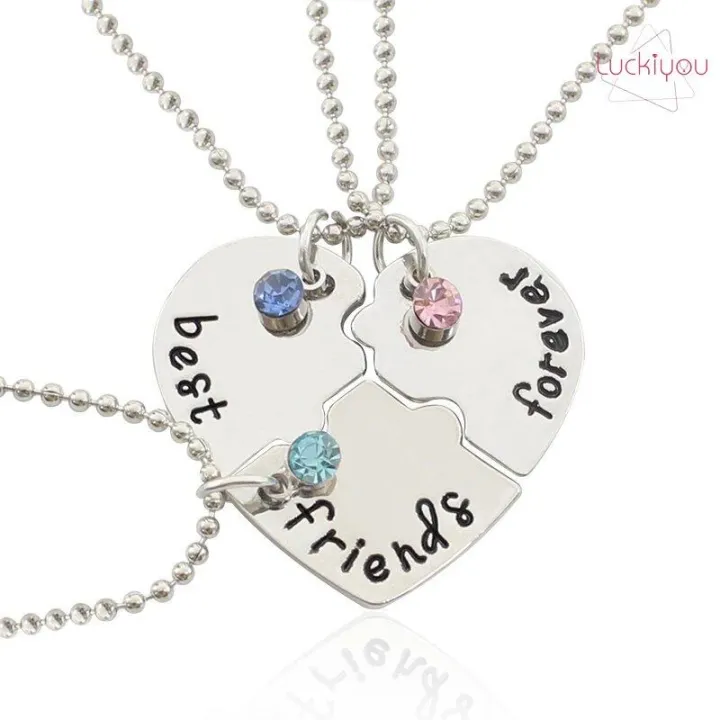 3/4 s Best Friends Forever Necklaces Heart-shaped Panel Engraved ...