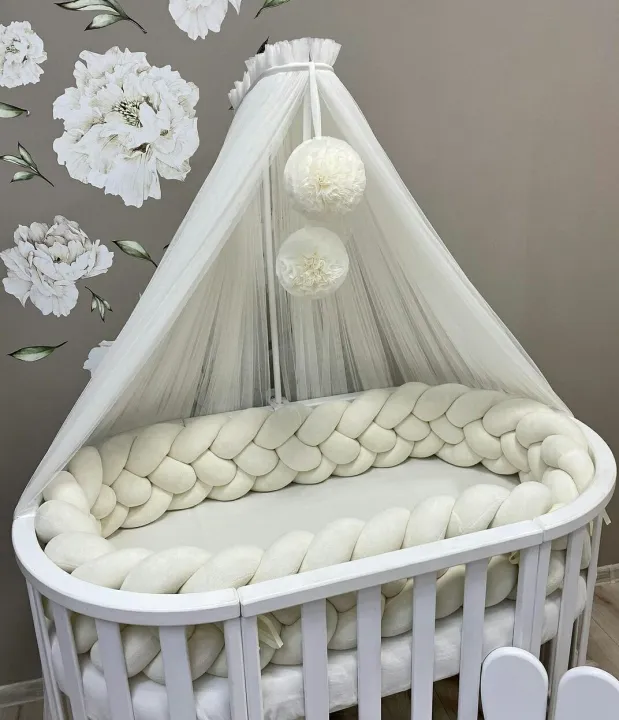 Braided Cot Bumper 4 Strand Cream Colour 4 Sided for a baby cot. | Daraz.lk