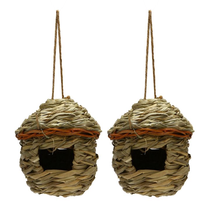 2X Grass Bird Hut ,Cozy Resting Place for Birds,Shelter From Cold ...
