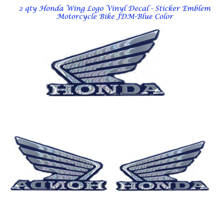 2 qty Honda Wing Logo Vinyl Decal - Sticker Emblem Motorcycle Bike JDM ...