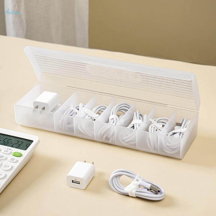 2x Charge Cable Management, Cable Cord Storage Box, Portable with Lid ...