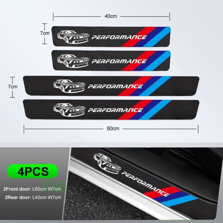 4PCS BMW M Performance Carbon Fiber Car Threshold Protector Auto Door Sill Cover Sticker For BMW ...
