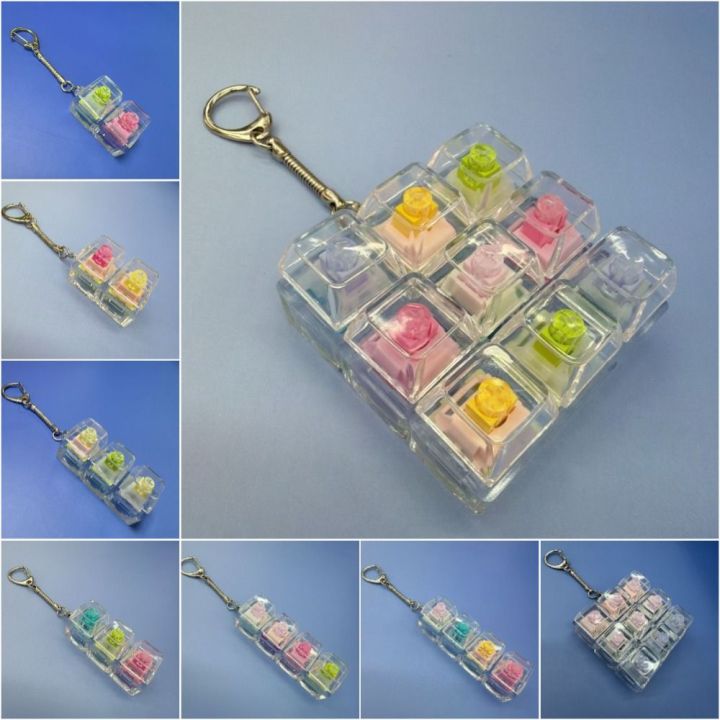 Decompression 1/2/3/4/9 Keys Keyboard Keychain Key Button Transparent ...