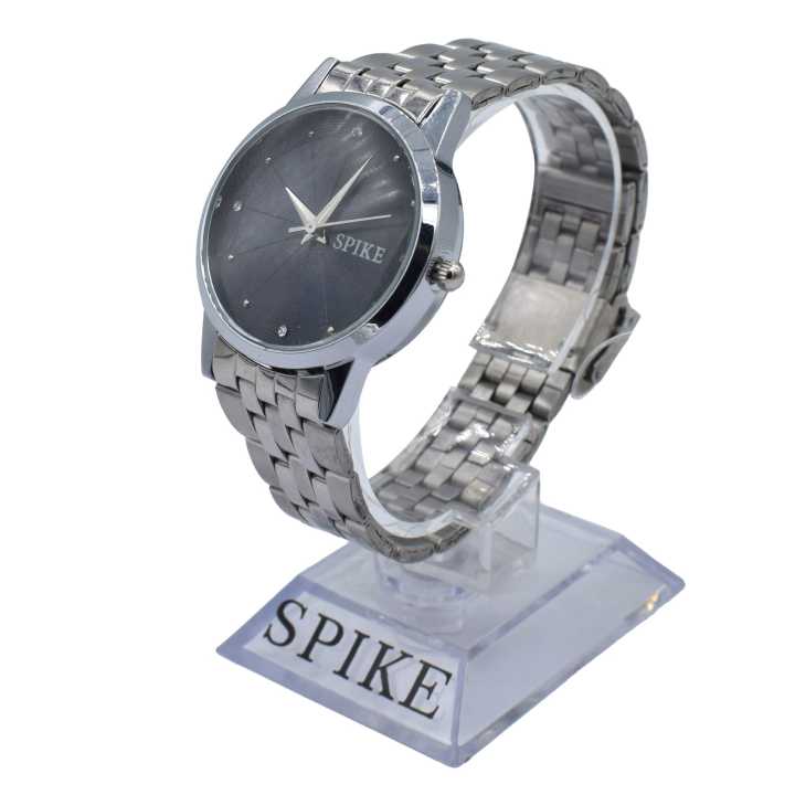 SPIKE BLACK DIAL SILVER COLOR METAL LADIESL WATCH | Daraz.lk
