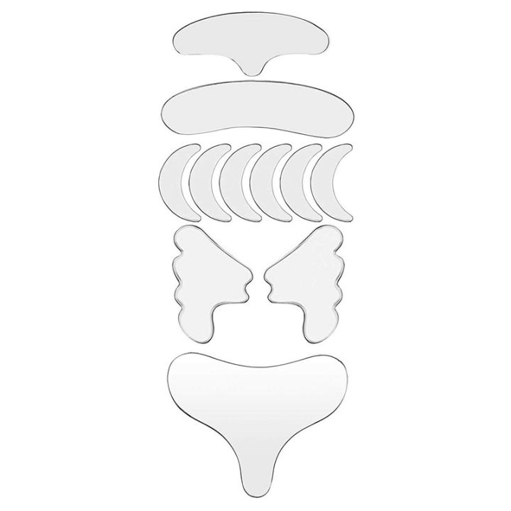 11Pcs Reusable Silicone Wrinkle Removal Sticker Face Forehead Neck Eye ...