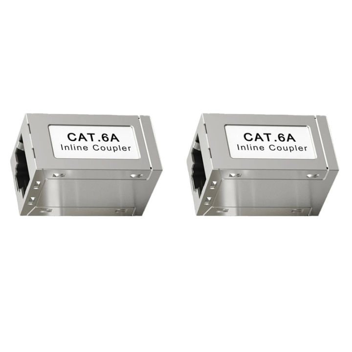2X RJ45 Female to Female CAT6A Shielded Coupler Inline Ethernet Coupler ...