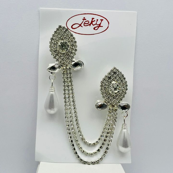 Silver color Eye Catching Stone and drop pearl Studded Indian Wedding ...