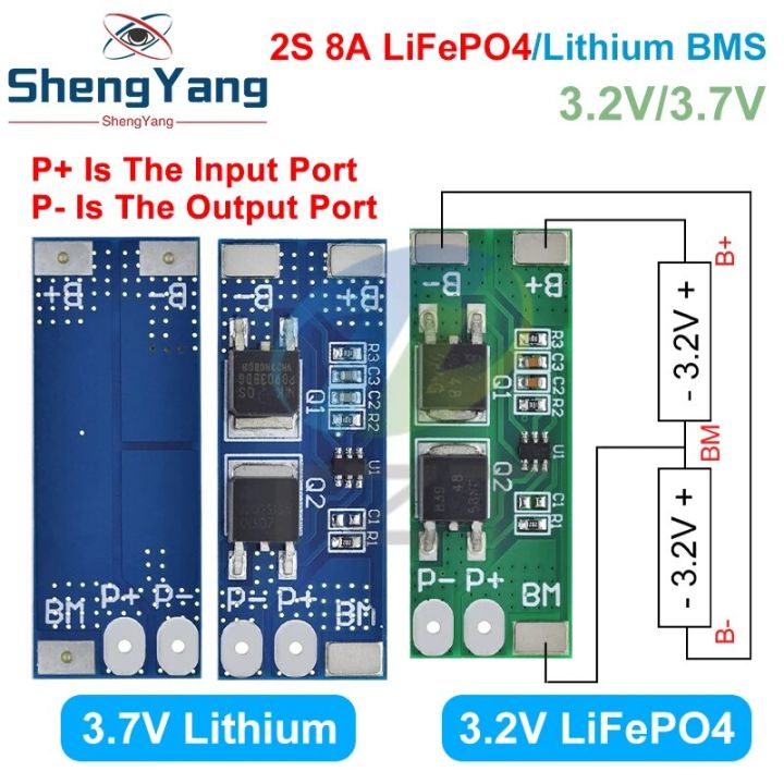 BMS 2S 3.2V 3.7V 8A LiFePO4 / Lithium Battery Charge Protection Board ...
