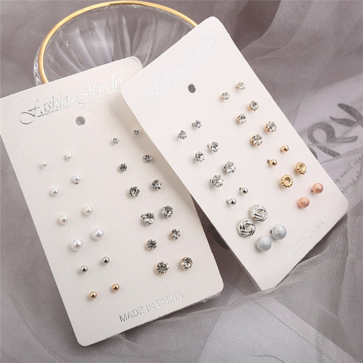 12 Pairs Small Stud Earring Set For Women Simple Geometric Earring ...